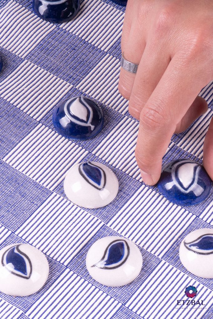 Handwoven Textile & Handmade Ceramic Checkers Set - Etzbal | Handmade ...