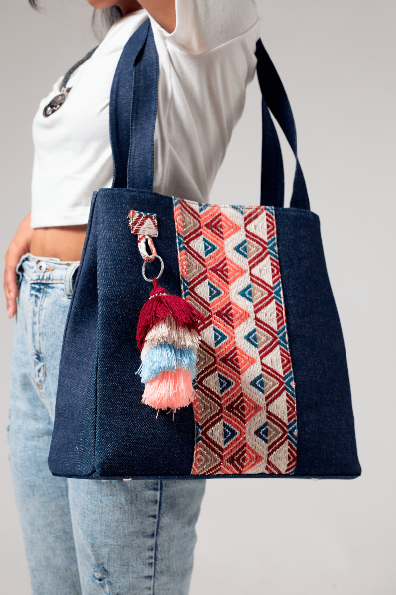 Denim & Typical Textile Shoulder Bag “Tivoli” - Etzbal | Handmade in ...